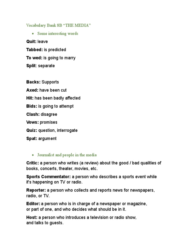 Vocabulary Bank | PDF