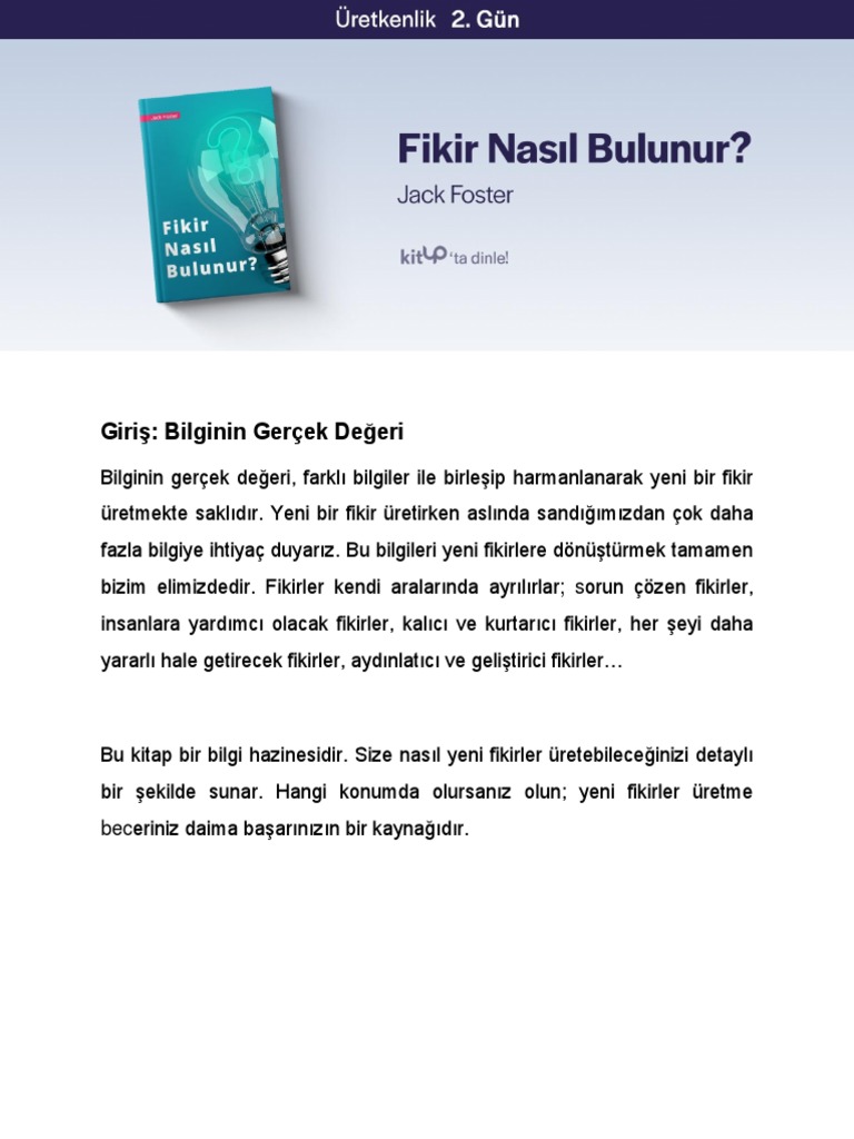 Fikir Nasıl Bulunur | PDF