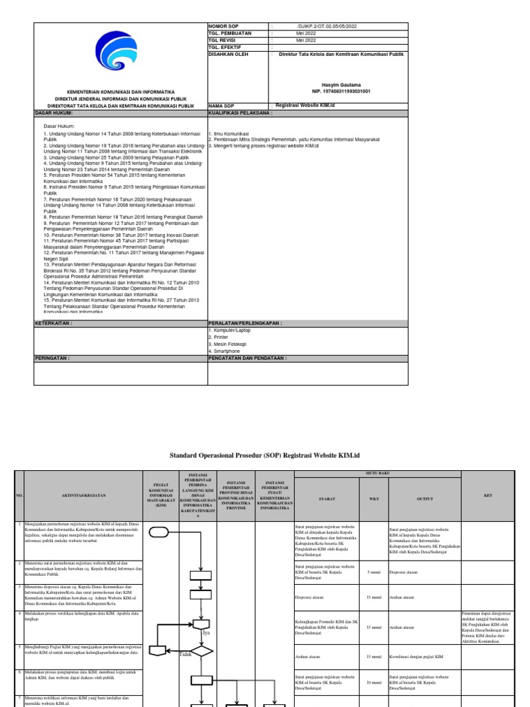 SOP Registrasi Website KIM Rev 3 | PDF
