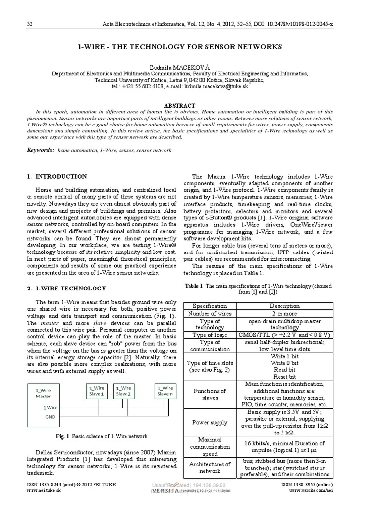 1-Wire - The Technology For Sensor Networks | PDF | Computer Network | Wireless Sensor Network