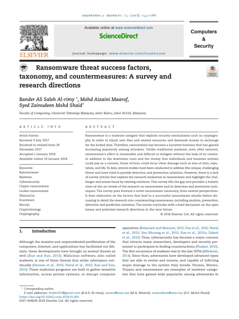 Al-Rimy Et Al - COSE - 2018 - Ransomware Threat Success Factors ... Al-Rimy Et Al - COSE - 2018 - Ransomware Threat Success Factors ...