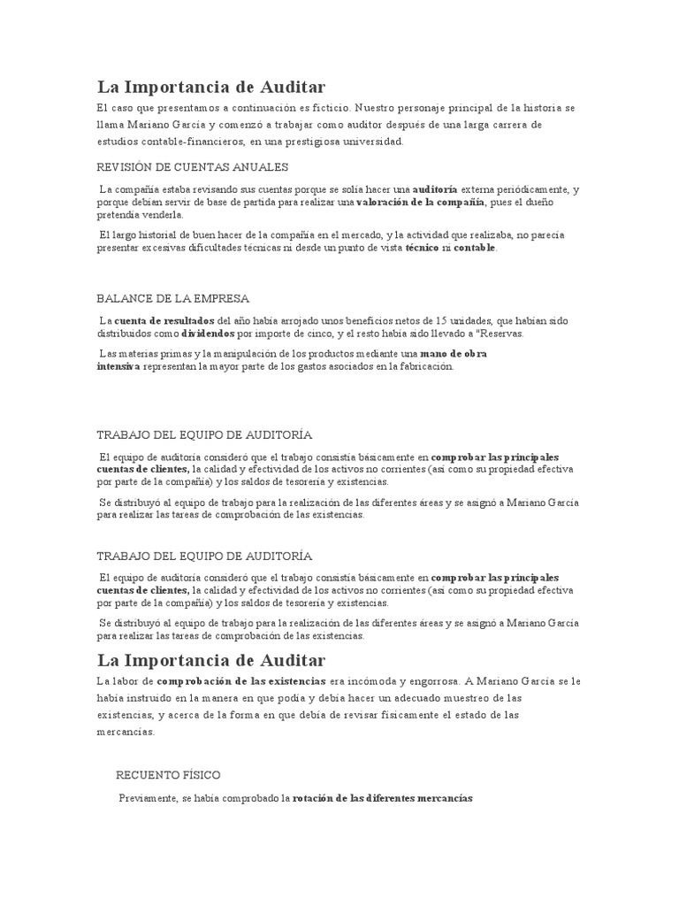 La Importancia de Auditar | PDF | Costo | Salario