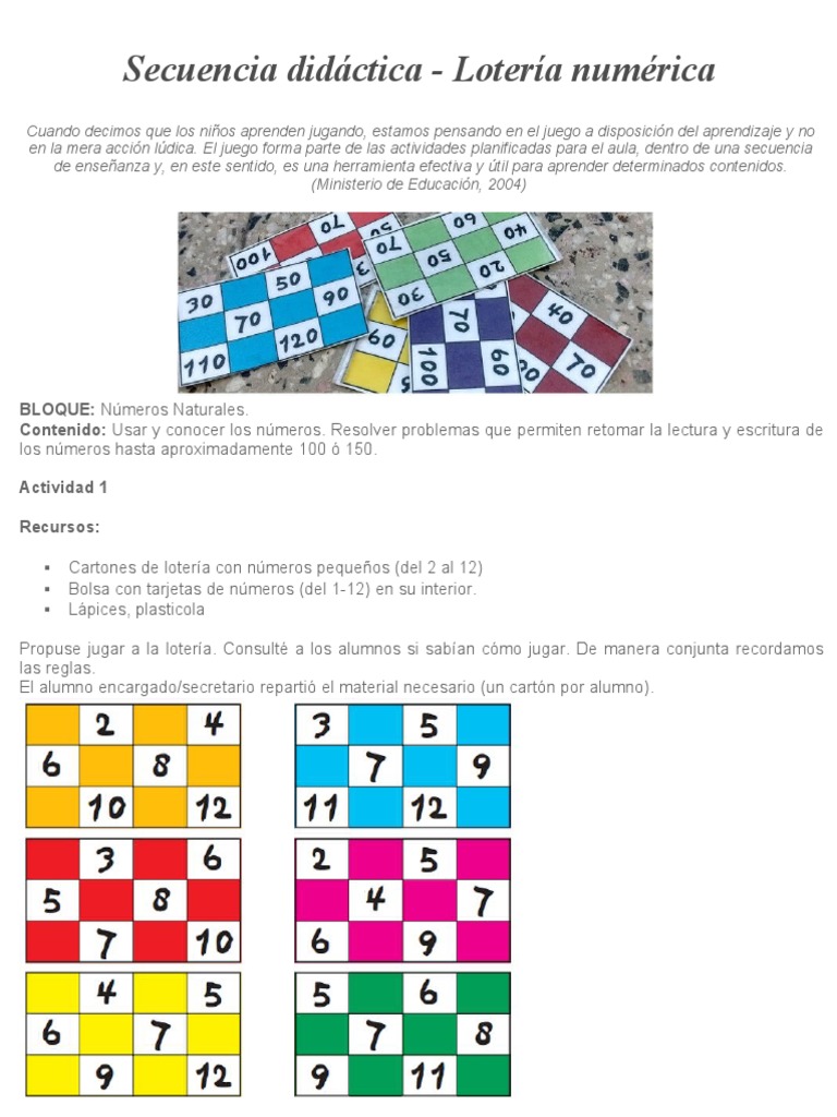 Secuencia Didáctica Lotería | PDF | Salón de clases