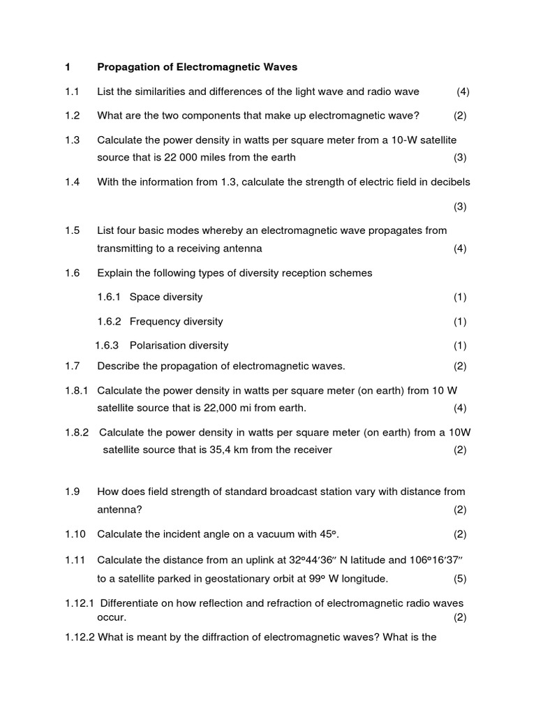 MCE - Propagation of Electromagnetic Waves | PDF | Waves ...