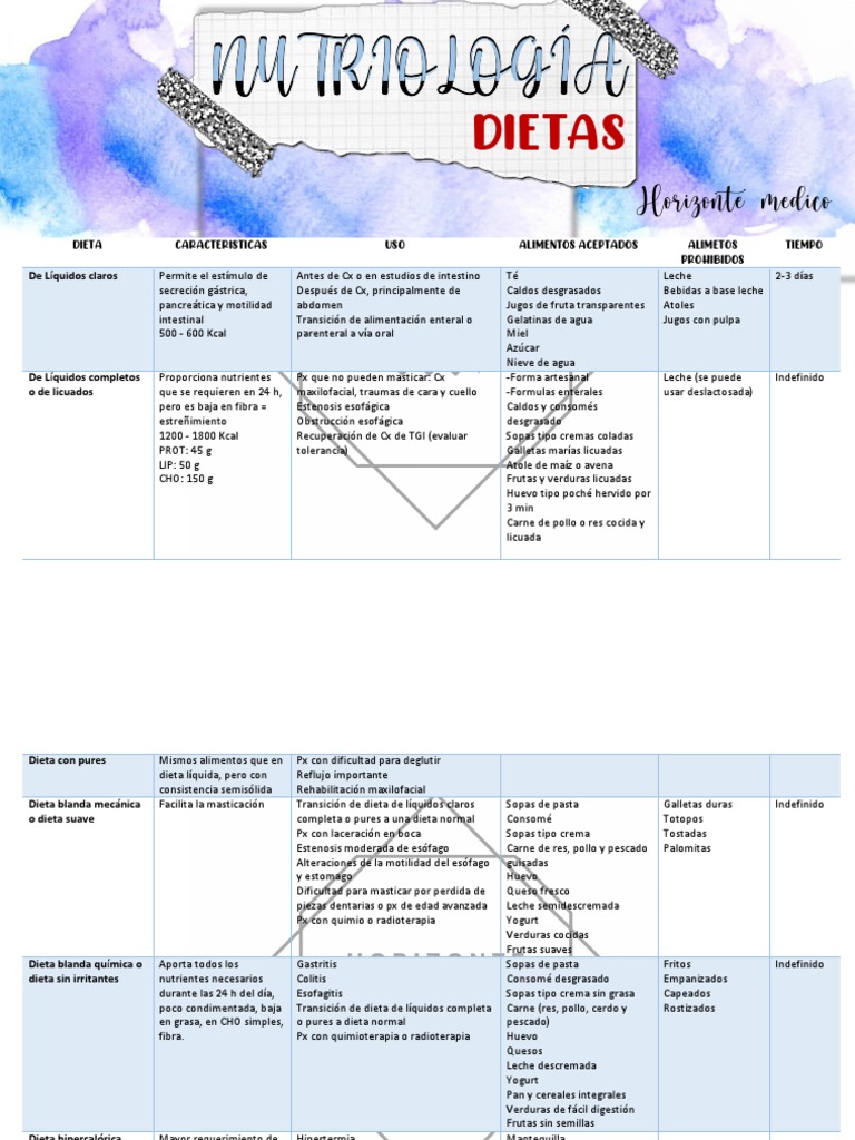 Nutriología - Tipos de Dieta | PDF | Dieta | Alimentos