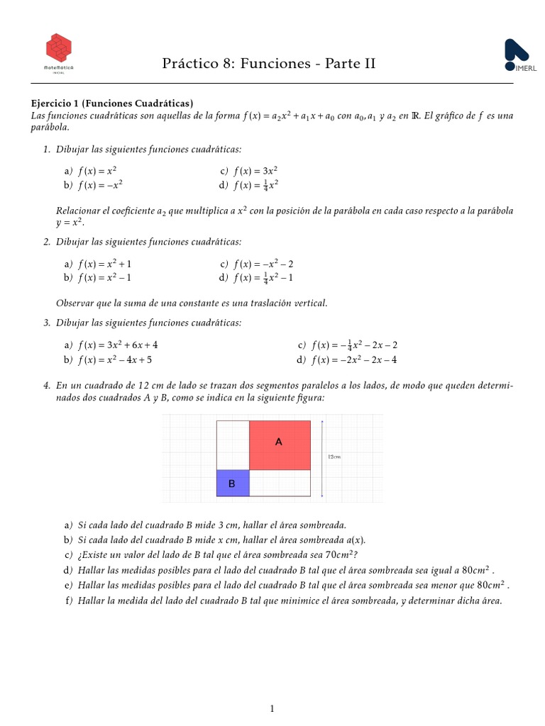 Practico 8 Funciones II | PDF | Análisis matemático | Matemáticas