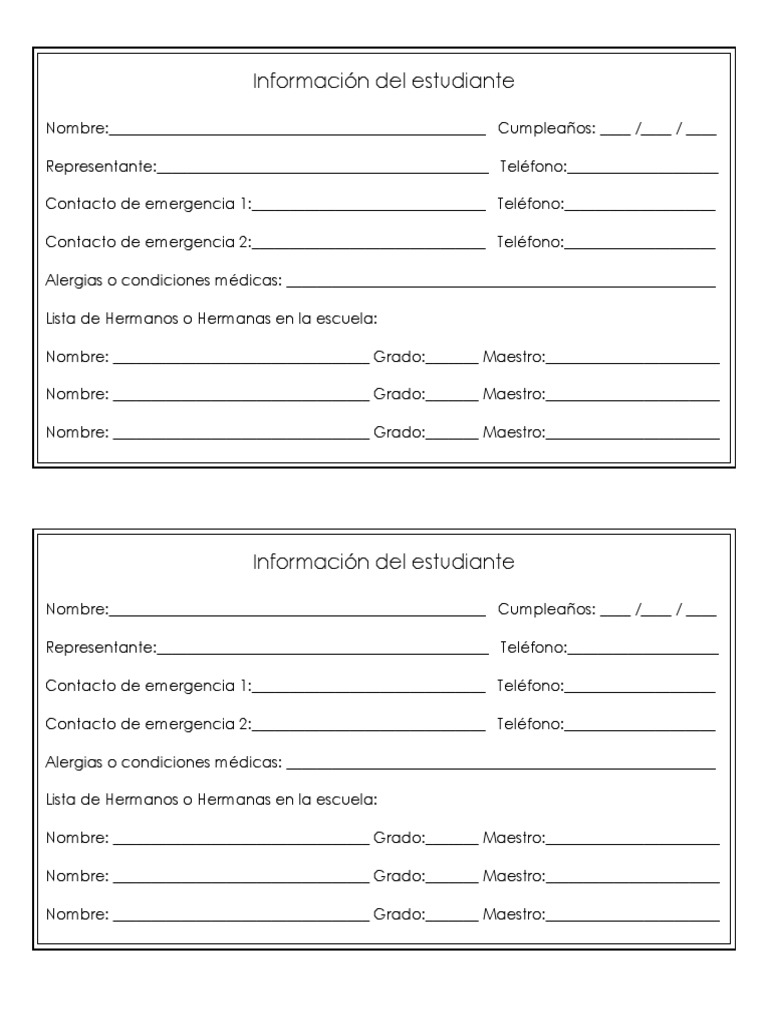 Información Del Estudiante | PDF