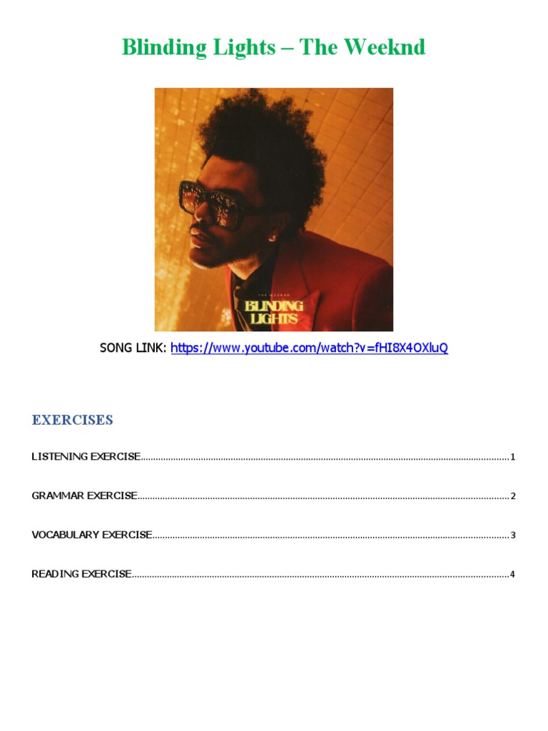 Blinding Lights SONG EXERCISES | PDF
