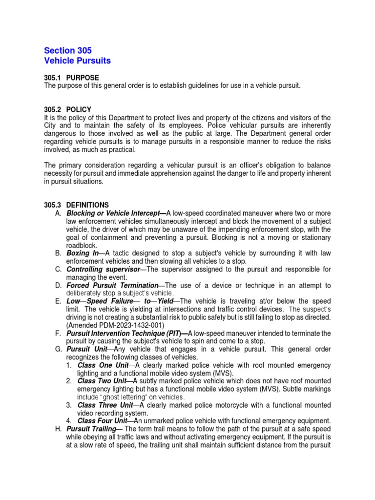 Grapevine PD Pursuit Policy | PDF | Transport