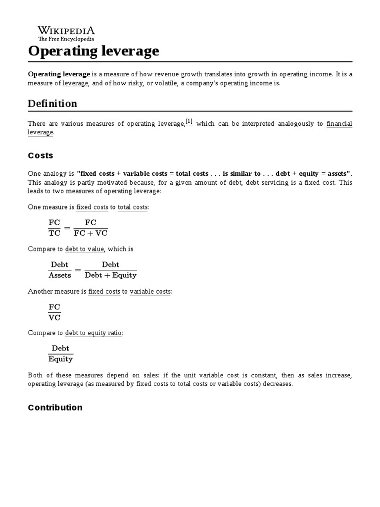 Operating Leverage | PDF | Economics | Economies