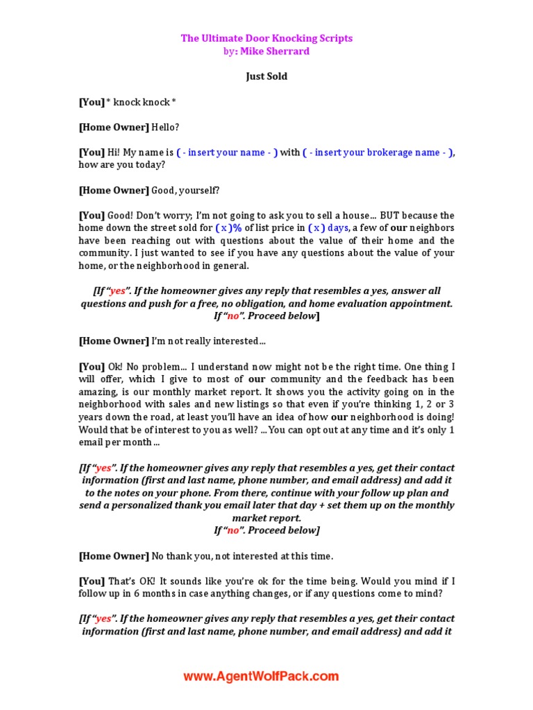 The Ultimate Door Knocking Scripts | PDF