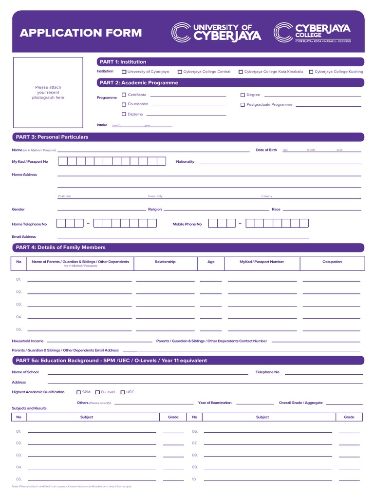 University & College Application Form (2021 FINAL) - 1 | PDF ...