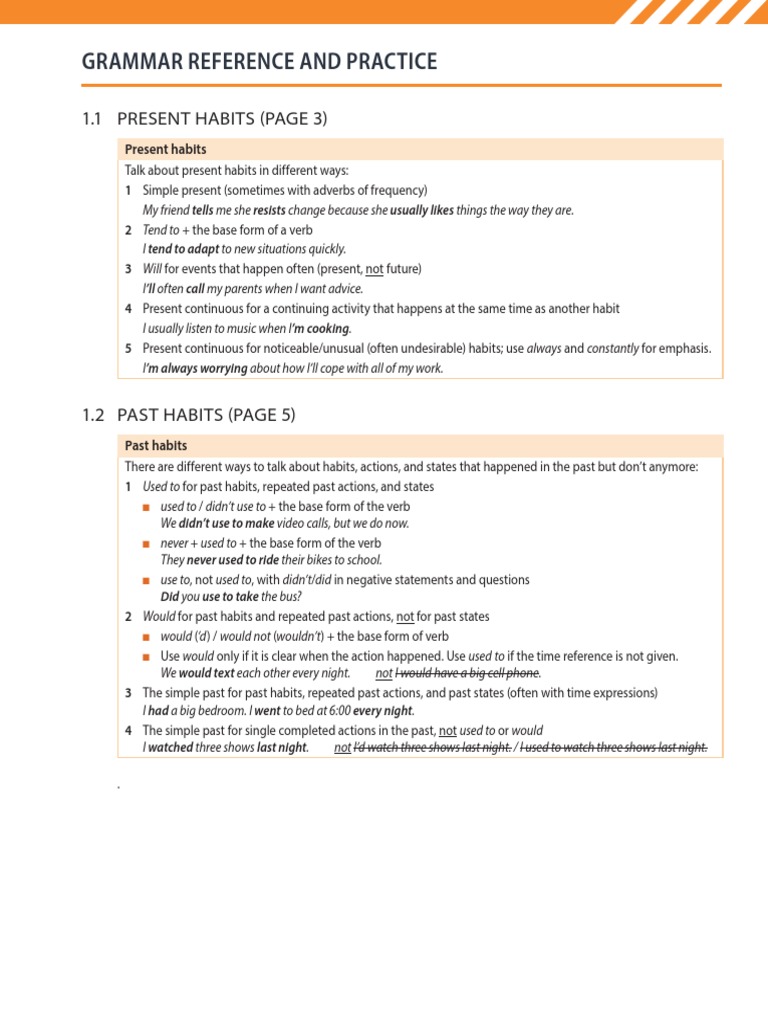 Evolving Grammar: Present & Past Habits | PDF | Verb | Adjective