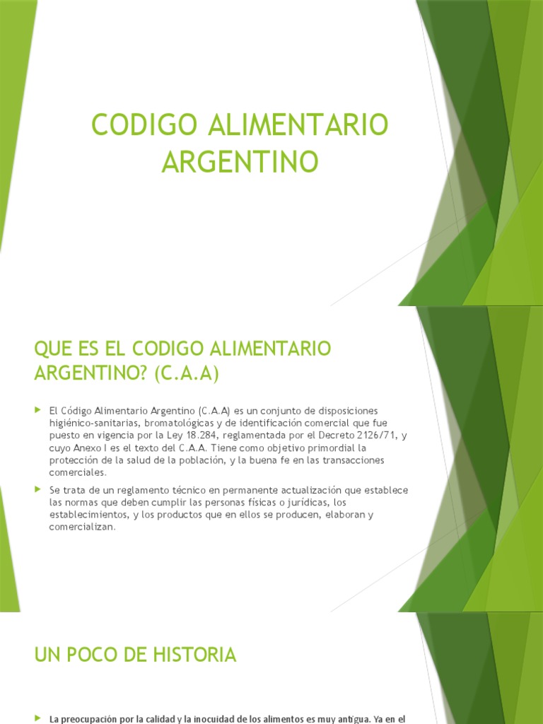 Código Alimentario Argentino: Objetivos y Normas | PDF | Alimentos ...