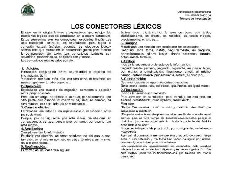 Conectores Léxicos | PDF