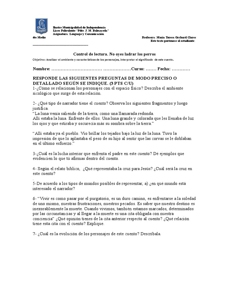 Análisis de "No oyes ladrar los perros" | PDF | Ficción general