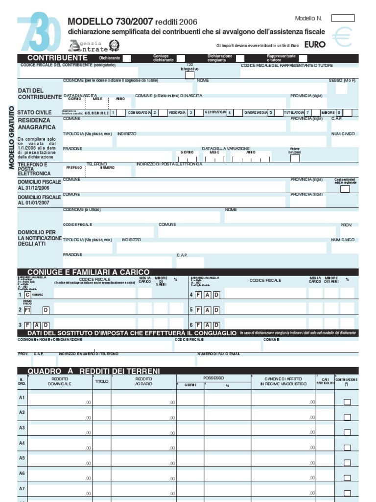 Modello 730 - 2007 e Istruzioni Per La Compilazione | PDF