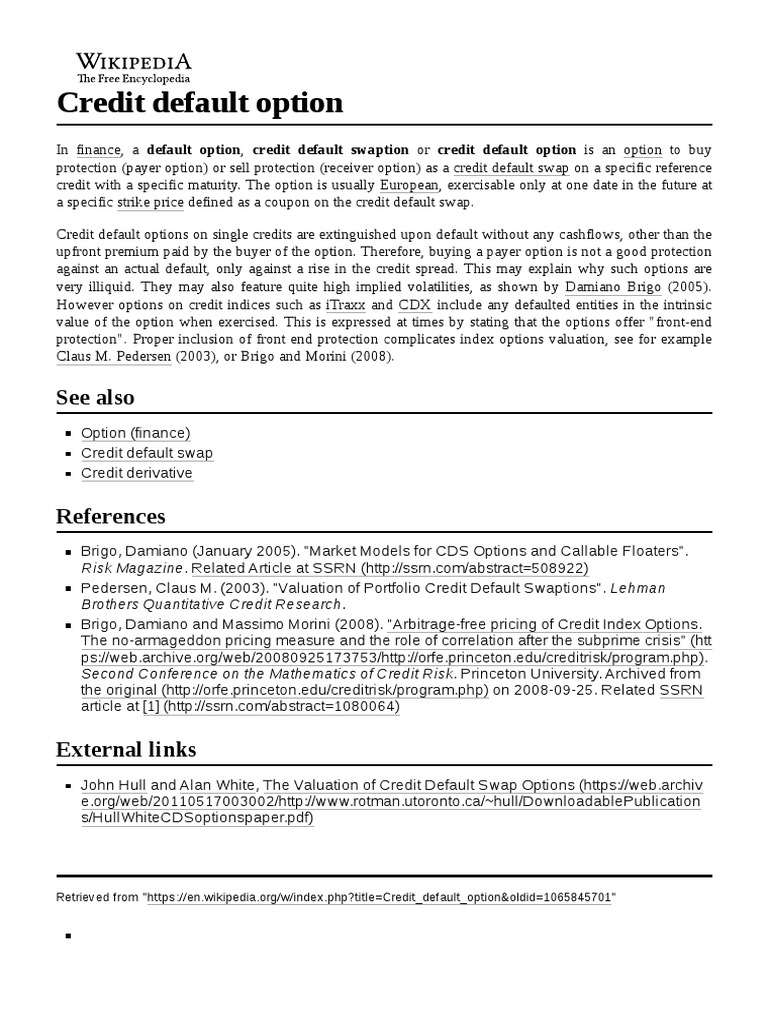 Credit Default Option | PDF