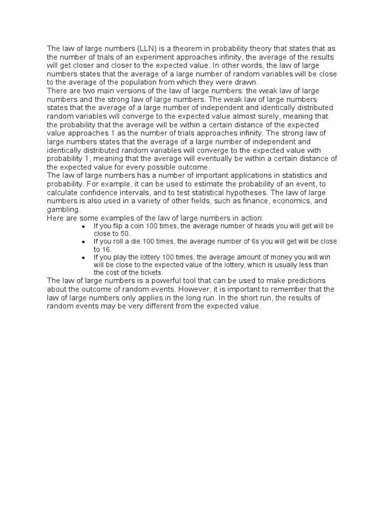 The Law of Large Numbers | PDF | Science & Mathematics