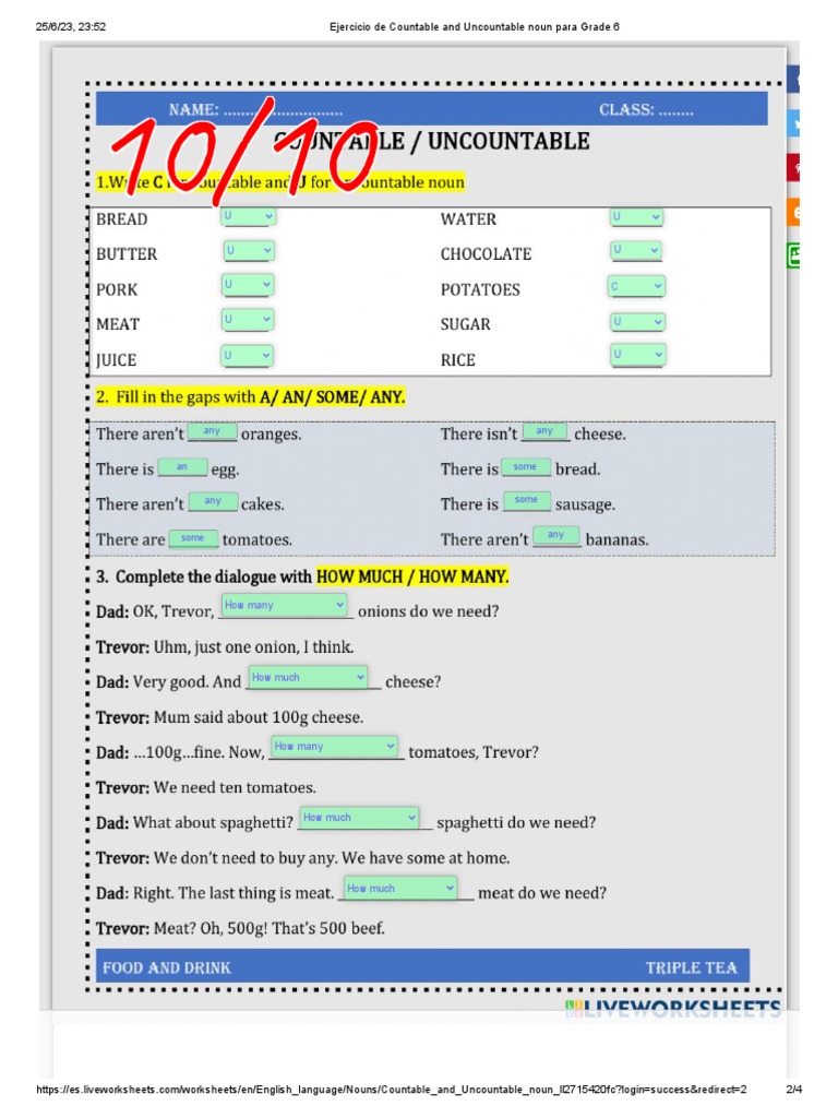Grade 6 Noun Exercise | PDF