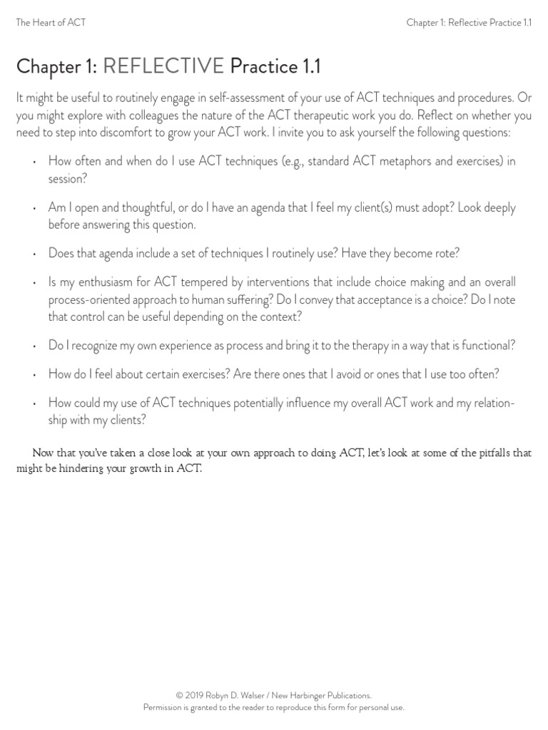 Reflective-Practices HeartOfACT | PDF | Psychotherapy | Reflective Practice