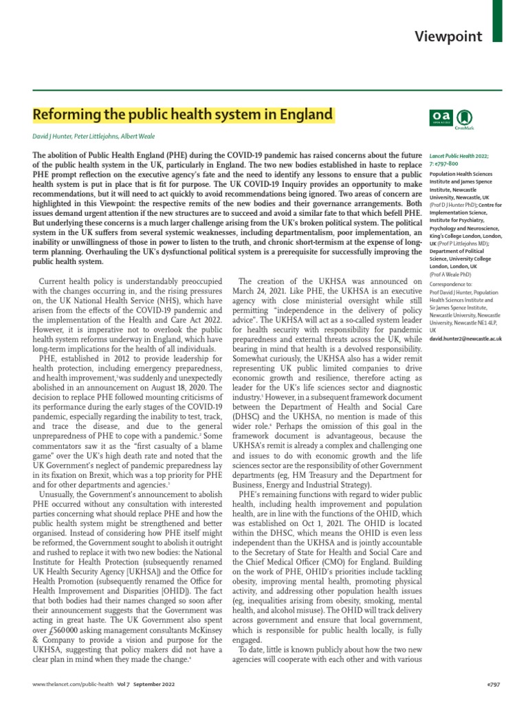 UK Public Health System Reform | PDF | Social Science | Self-Improvement