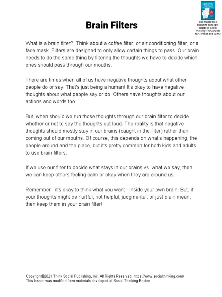 Brain Filter - Zoom Activity2 | PDF | Thought | Neuroscience