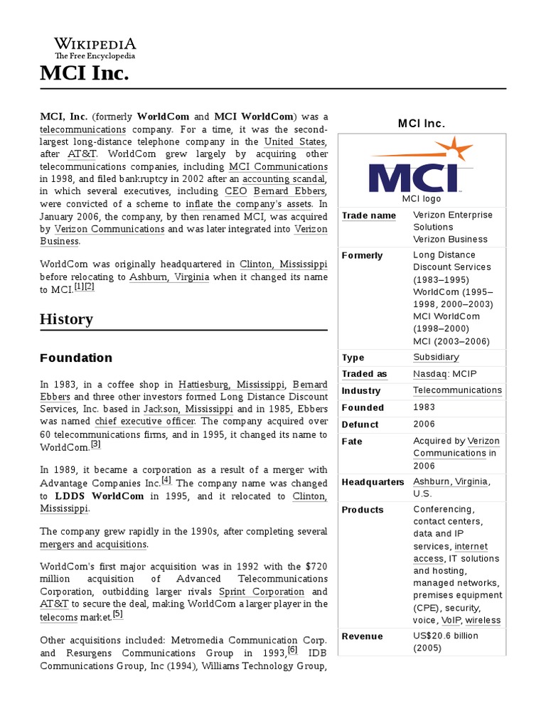 MCI Inc. | PDF | Companies | Business