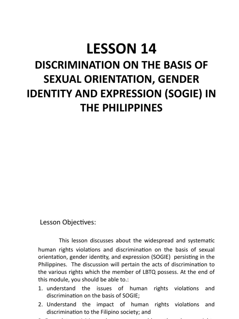 14discrimination On The Basis of SOGIE PH | PDF | Discrimination ...