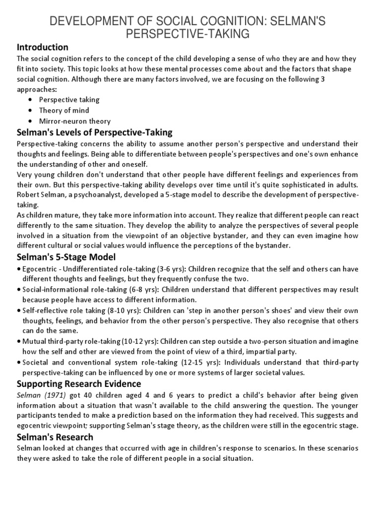 Selman's Perspective Cuadro | PDF | Thought | Cognition