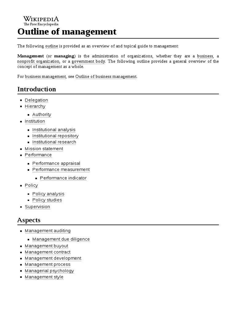 Outline of Management | PDF | Governance | Board Of Directors