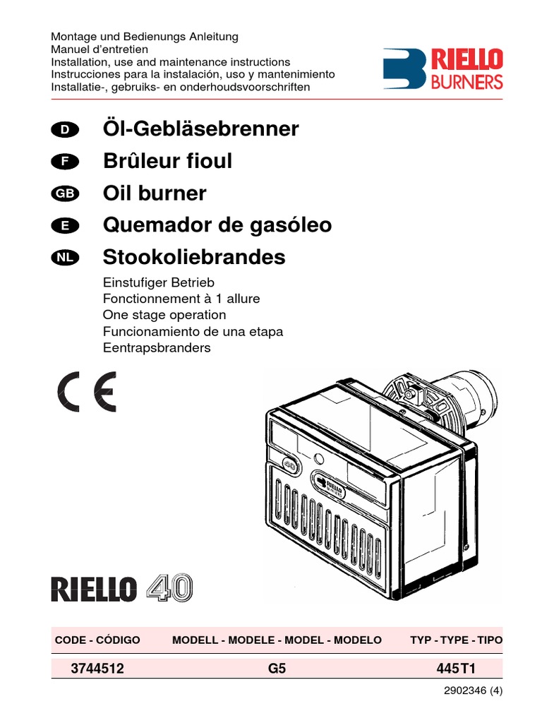 Manual Caldera Riello | PDF | Tornillo | Termostato