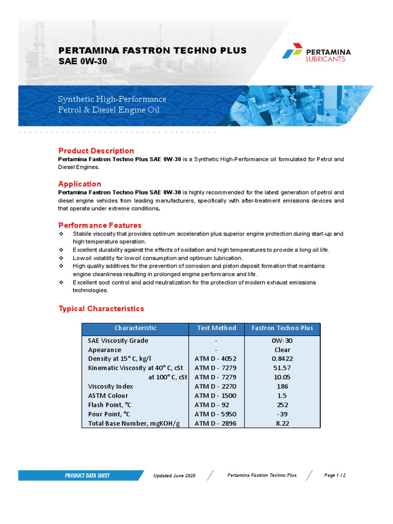 TDS Fastron Techno Plus 0W-30 | PDF | Motor Oil | Chemical Substances