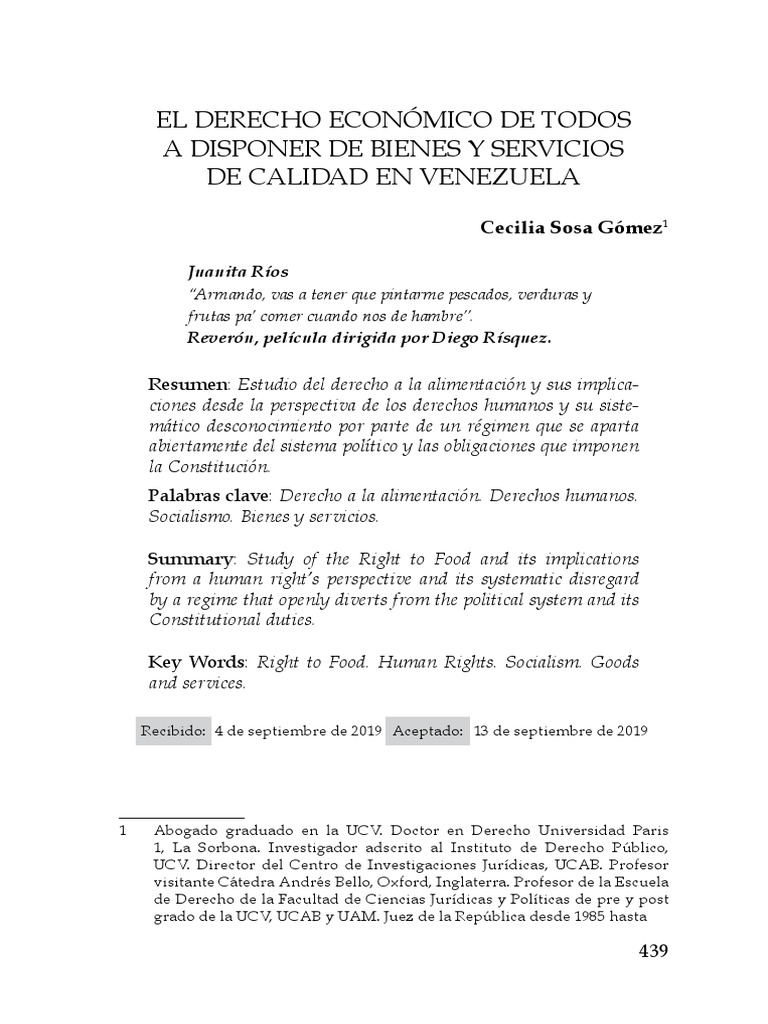 Cecilia Sosa Gomez El Derecho Economico de Todos A Disponer de Bienes y ...
