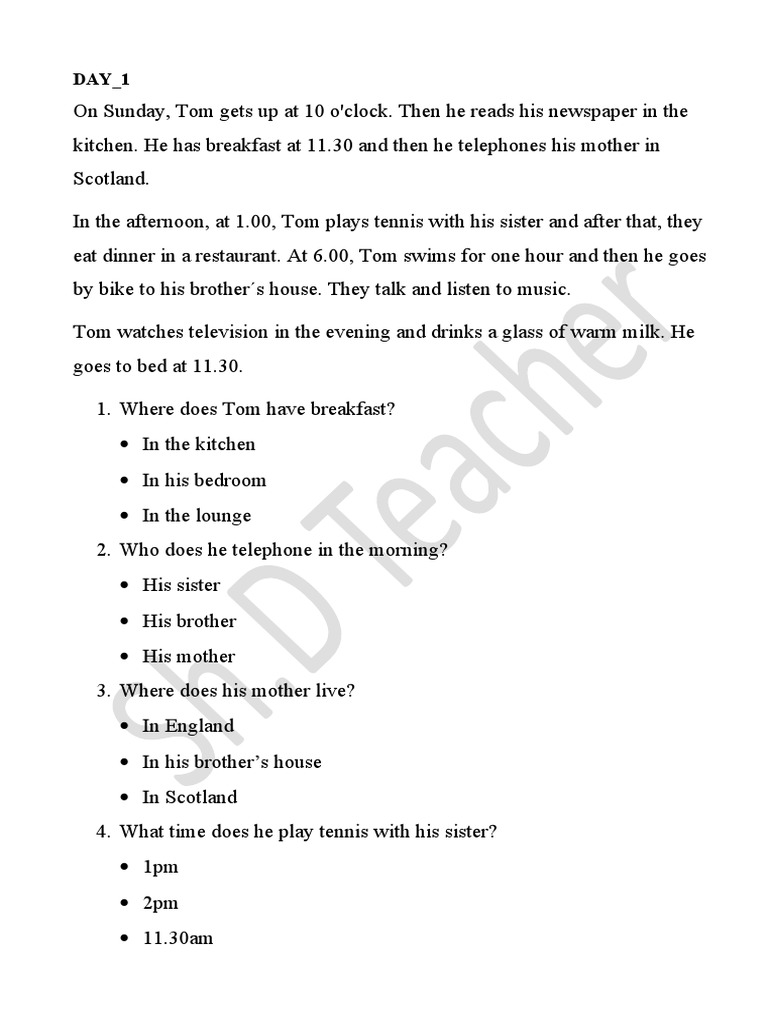 Reading Elementary Exercises | PDF