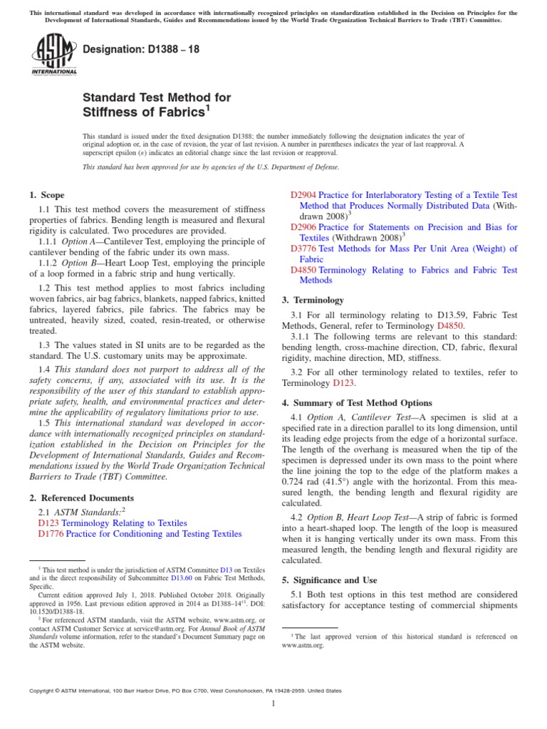 Astm D1388-18 | PDF | Variance | Textiles