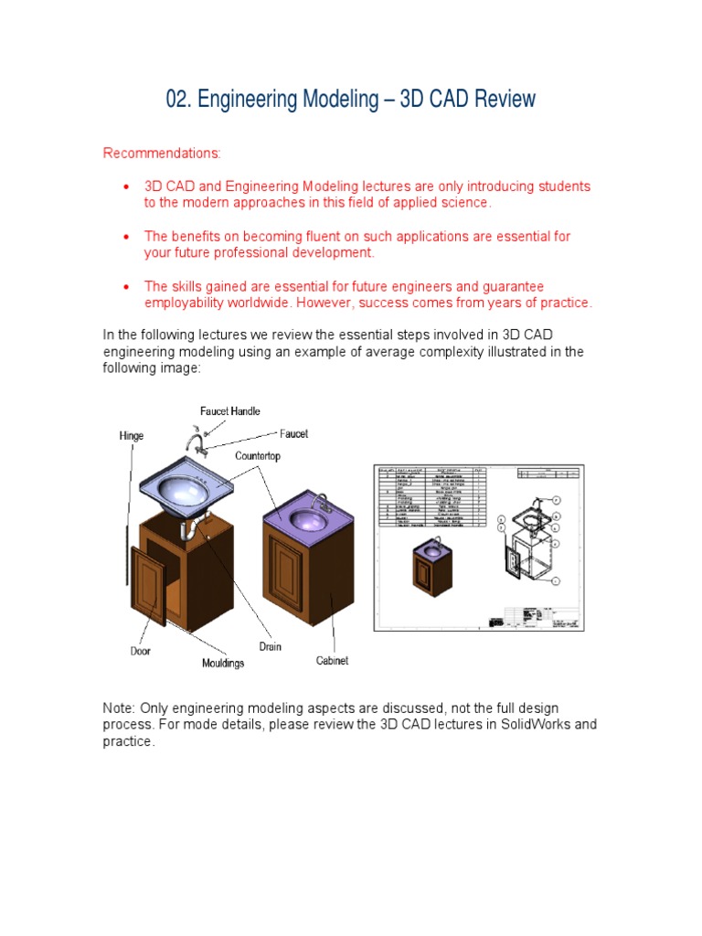 02.Engineering Modeling – 3D CAD Review | PDF | Geometry