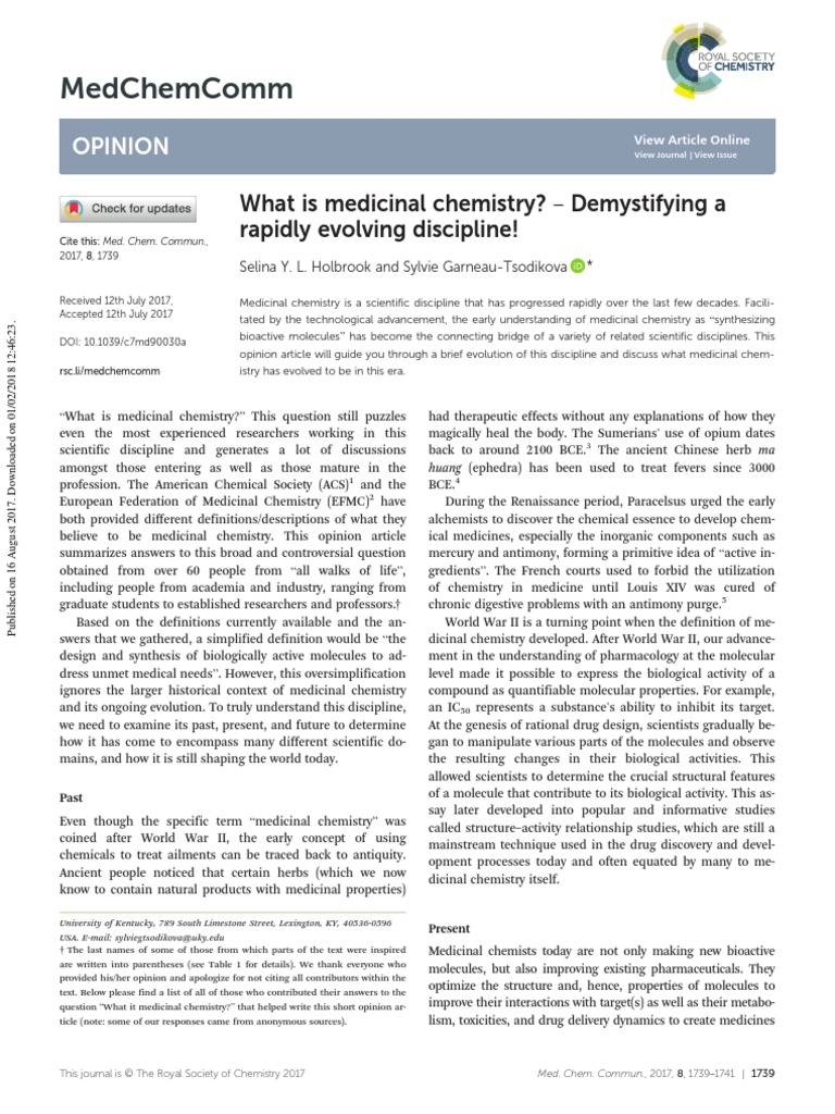 Why Is Medicinal Chemistry | PDF | Medicinal Chemistry | Drug Discovery