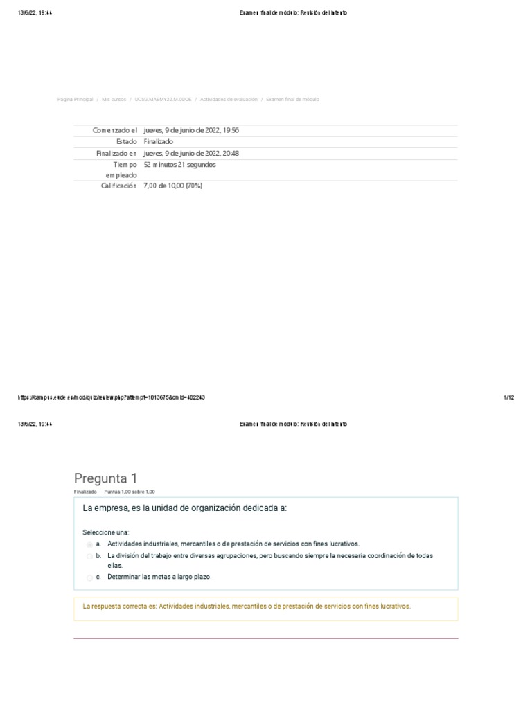 Examen Final de Módulo 20 | PDF | Business | Economias