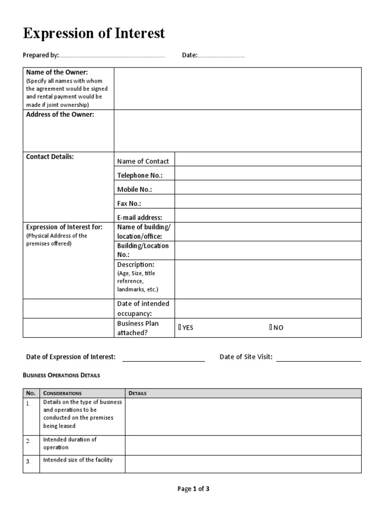 Real Estate Expression of Interest Form | PDF | License