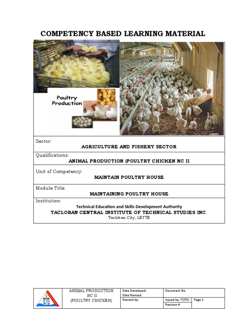 Cblm Animal Production Poultry Chicken Pdf Chicken Poultry