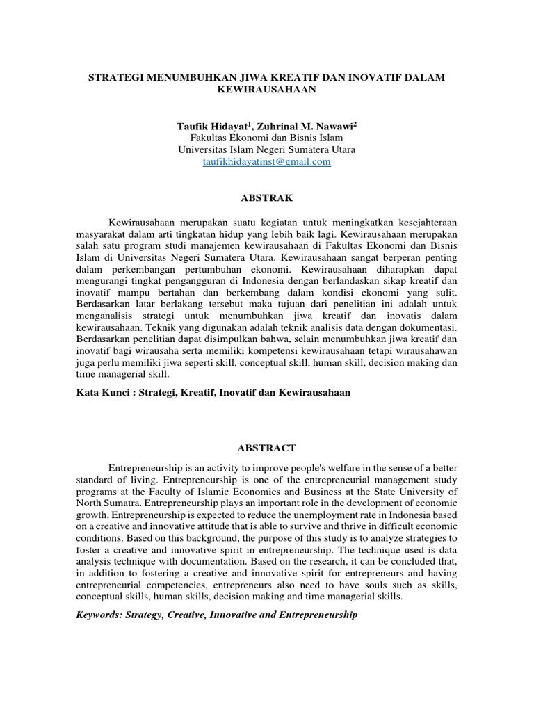 Jurnal Kewirausahaan Taufik Hidayat | PDF