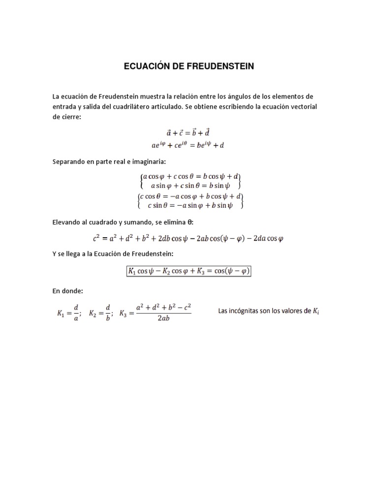 Ecuación de Freudenstein en mecanismos | PDF | Métodos y materiales de ...