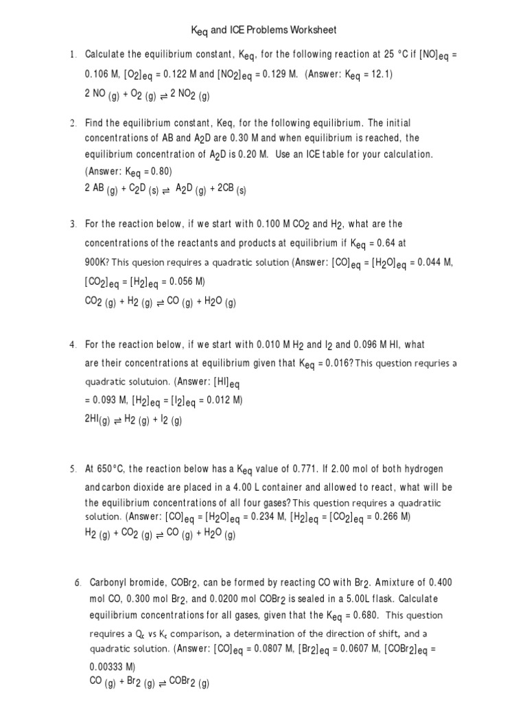 Module 2 - Equilibrium - Worksheet 2 | PDF