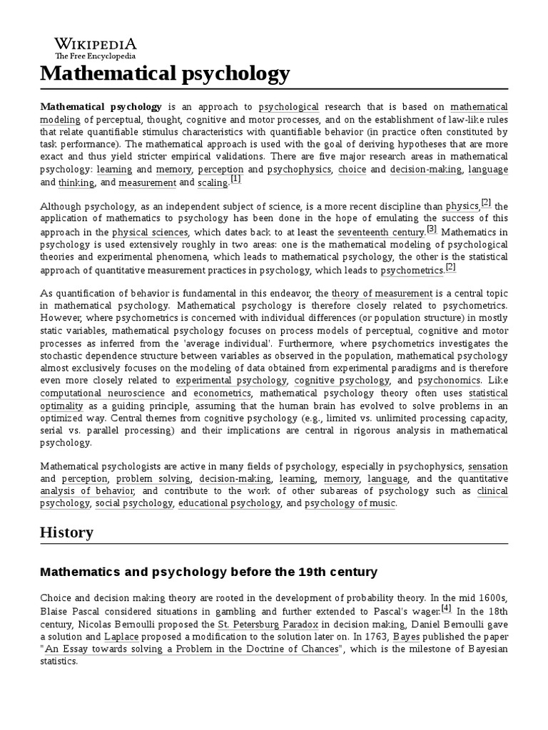 Mathematical Psychology Pdf Psychology Science