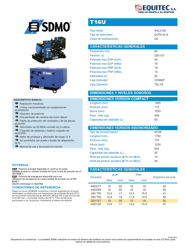 Ficha Tecnica Planta Electrica | PDF | Ingeniería mecánica | Física ...
