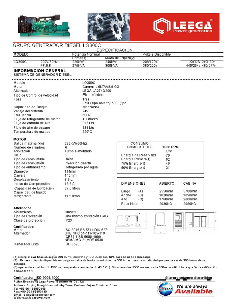 LG300CL 6ltaa8.9-G3 La4200 | PDF | Motor diesel | Turbocompresor