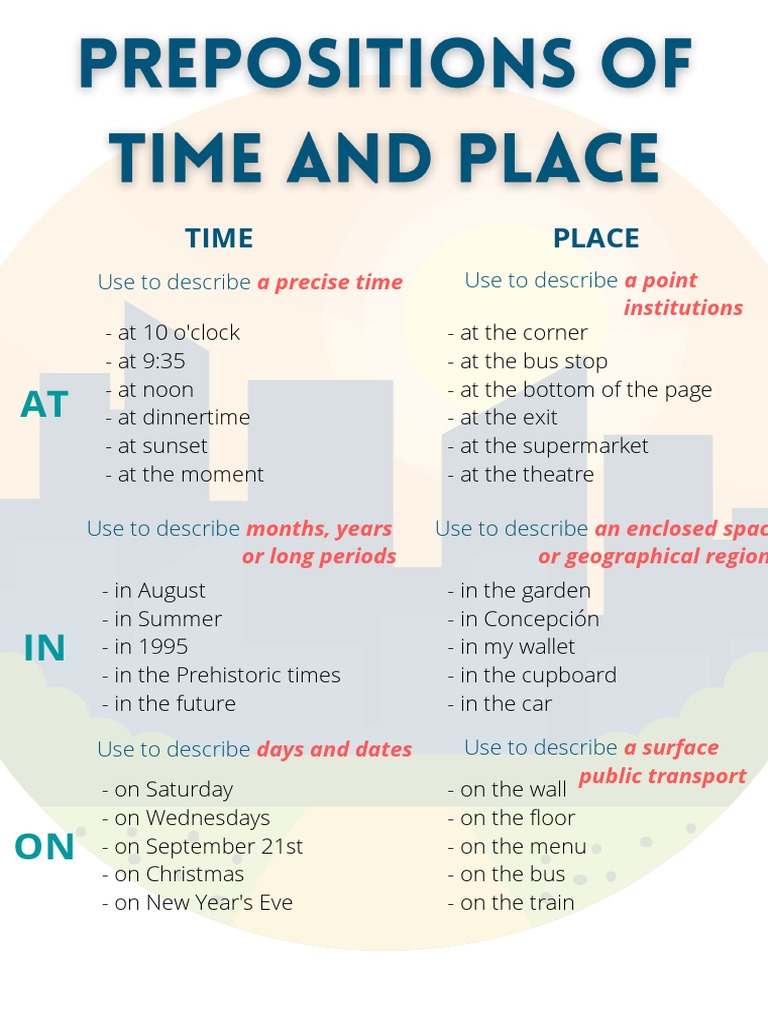 Prepositions of Time and Place | PDF