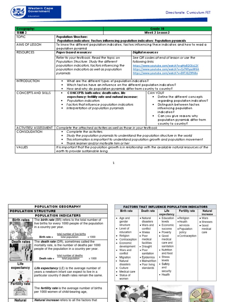 Geography Grade 10 Term 3 Week 2 | PDF | Developing Country | Life Expectancy