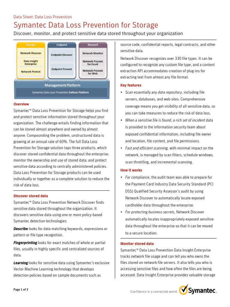 Symantec Data Loss Prevention For Storage | PDF | Computers